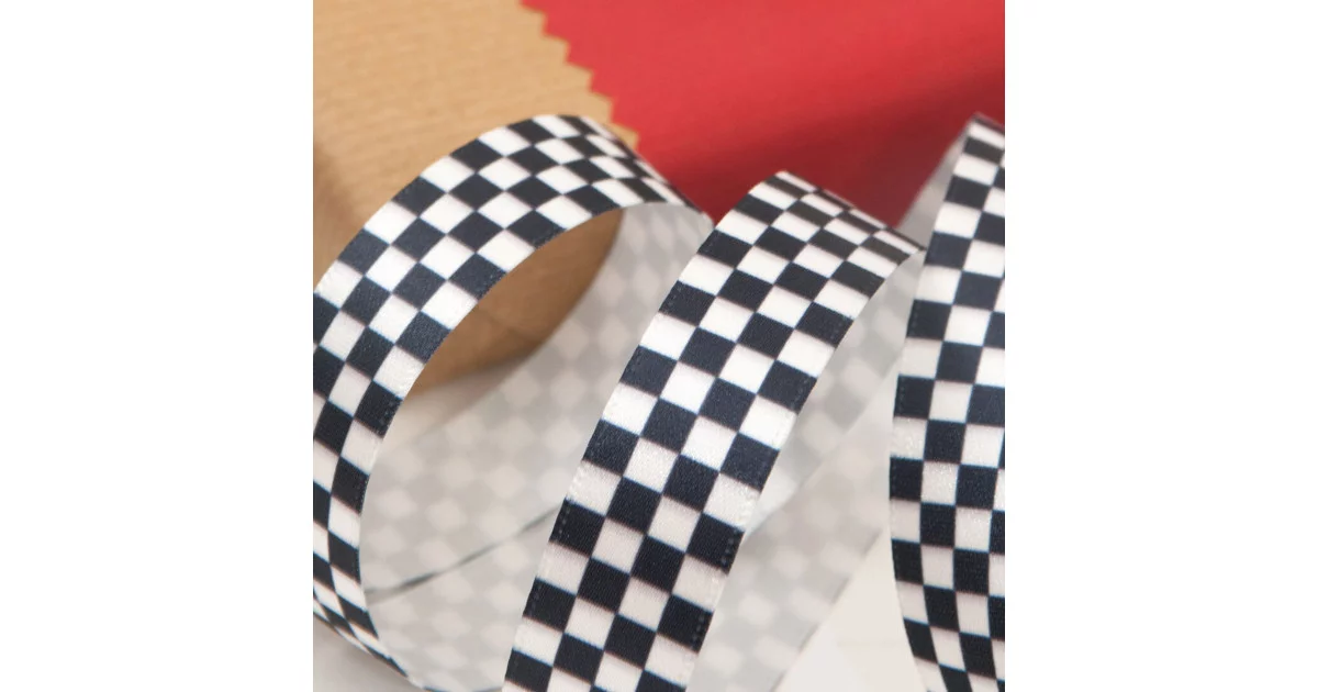 Ribbon 25mm Checkered Flag | SugarCraftShop, Glasgow