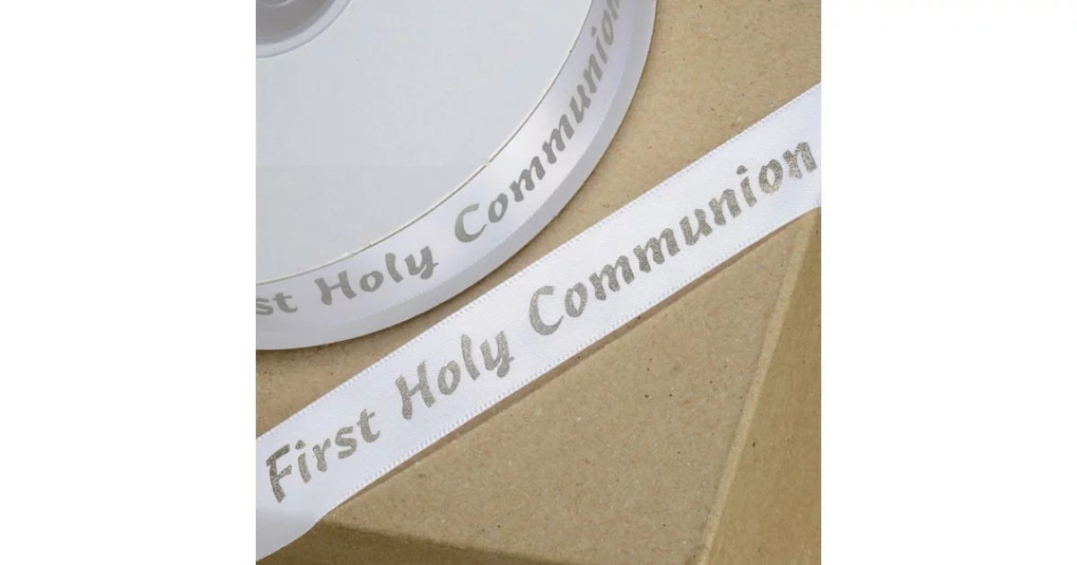Ribbon 20mm First Holy Communion Silver | SugarCraftShop, Glasgow