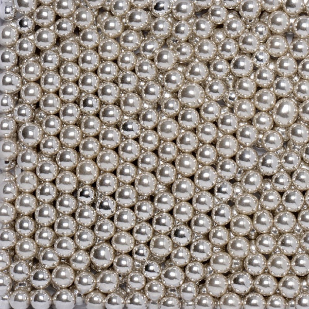 Sugar Balls 6mm Metallic Silver 100g | SugarCraftShop, Glasgow