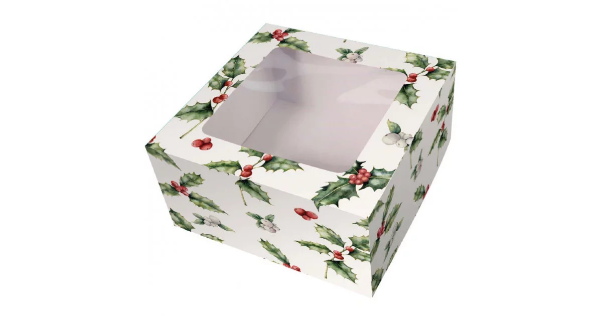 Vintage Holly Christmas Cake Window Box 10" | SugarCraftShop, Glasgow