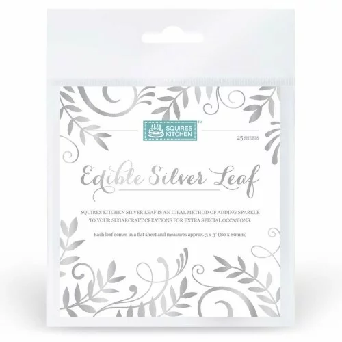 Edible Silver Leaf Sheets 8cm x25 | SugarCraftShop, Glasgow