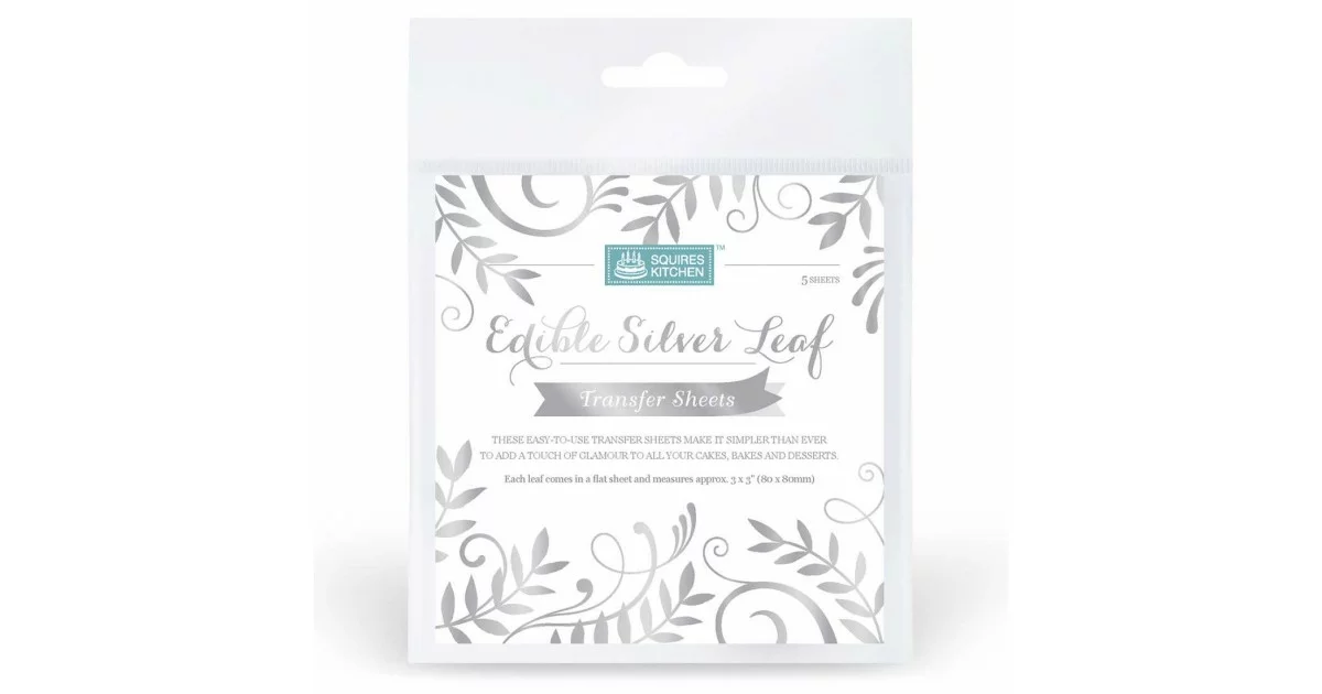 Edible Silver Leaf Transfer Sheets 8cm x5 | SugarCraftShop, Glasgow