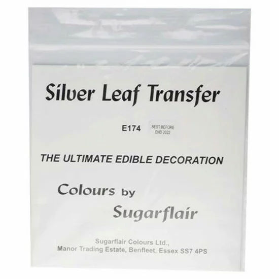 Edible Silver Leaf Transfer Sheet 8cm x1 | SugarCraftShop, Glasgow